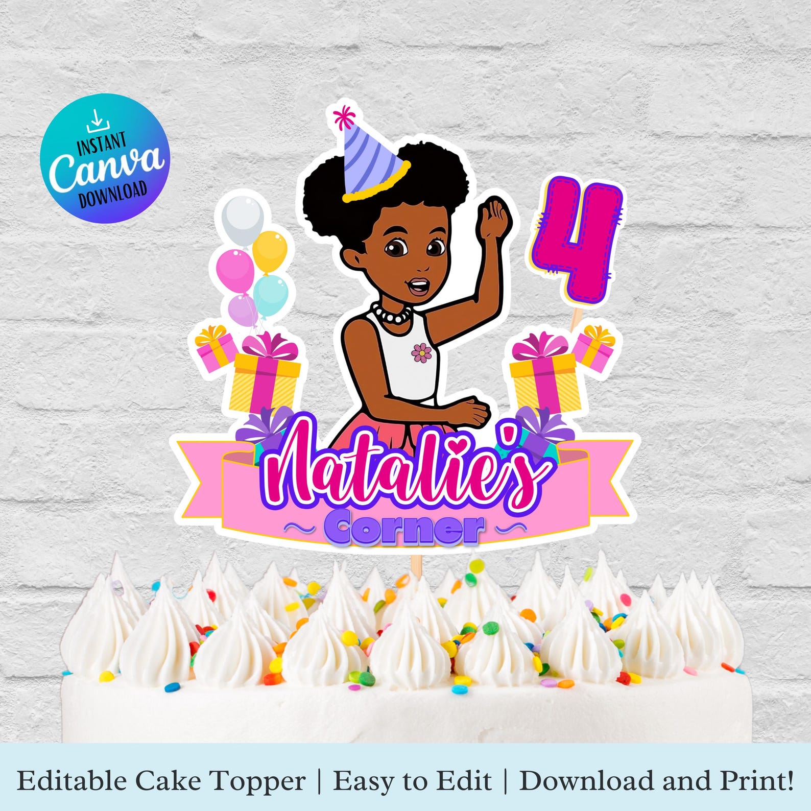 Personalized Birthday Gracies Corner Cake Topper: Customizable Template ...