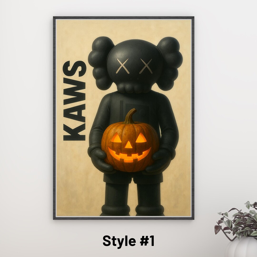 Halloween KAWS Poster, Spooky Wall Art, Modern Pop Art Print, Scary ...