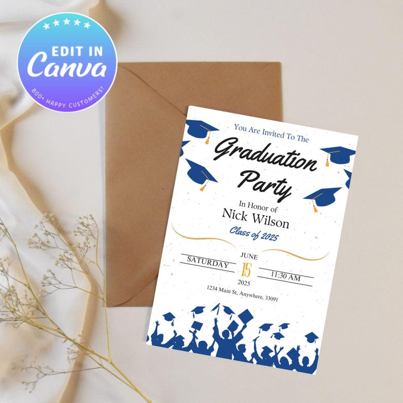 Editable Graduation Party 2025 Template, Graduation Invitation Template ...