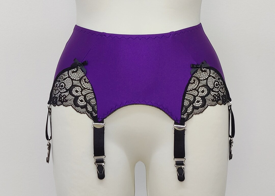Black Lace Scarlett Wide Retro Garter Belt 6 Strap Suspender Belt Etsy