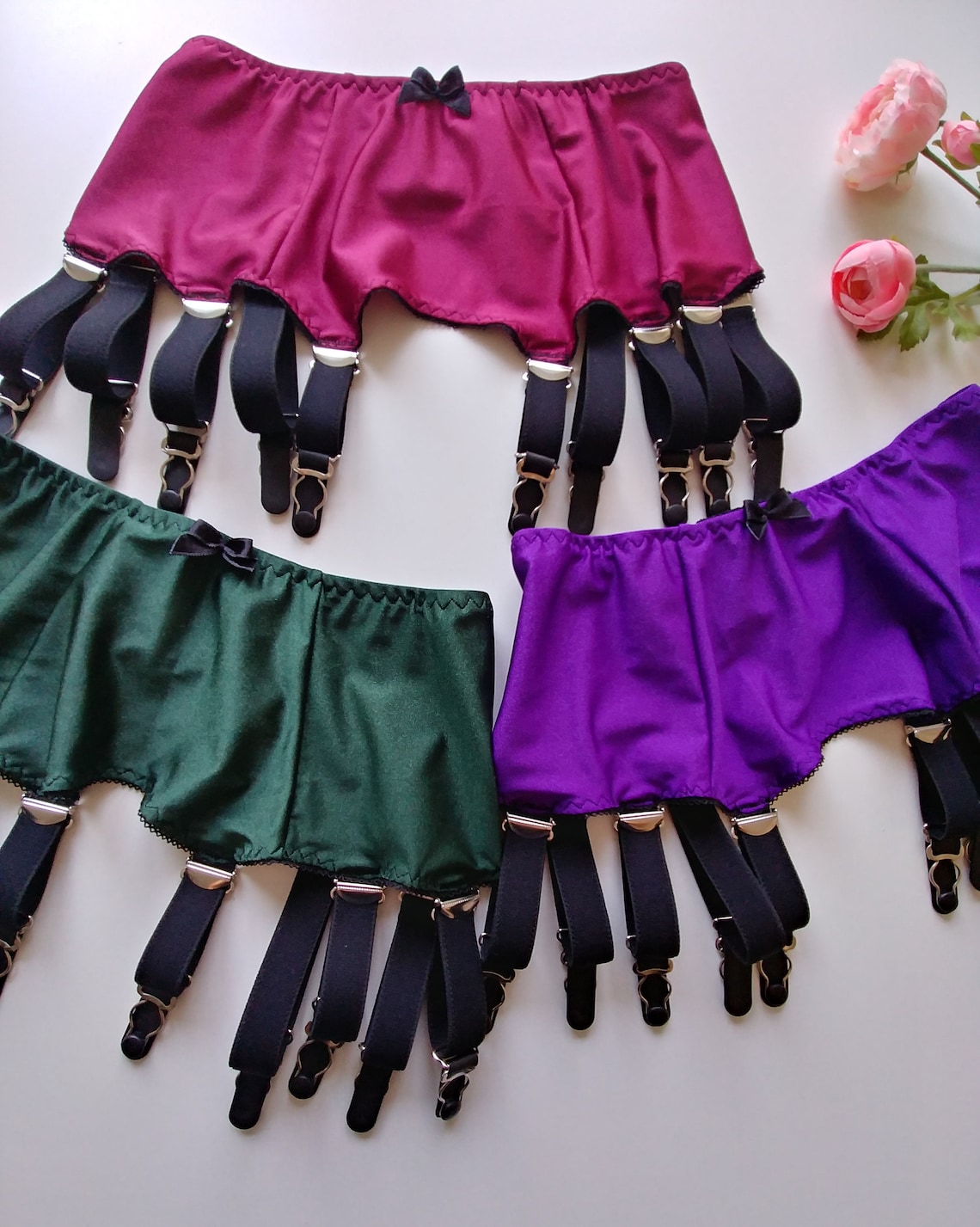 12 Strap JOAN Suspender Belt Fetish Garter Belt in Many Colors Size XS ...
