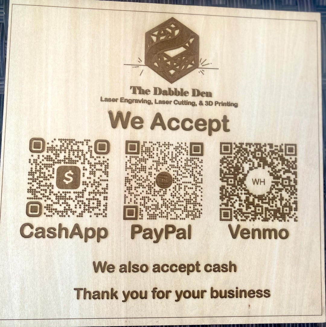 Laser Cut Wooden QR Code Payment Sign | Vendor Booth Display - Etsy