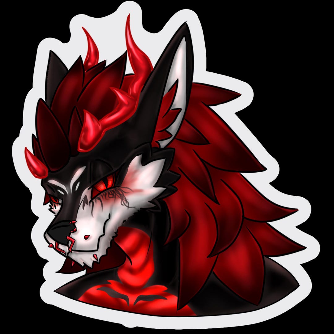 Custom YCH Fursona Headshot Vinyl Waterproof Sticker (holographic ...