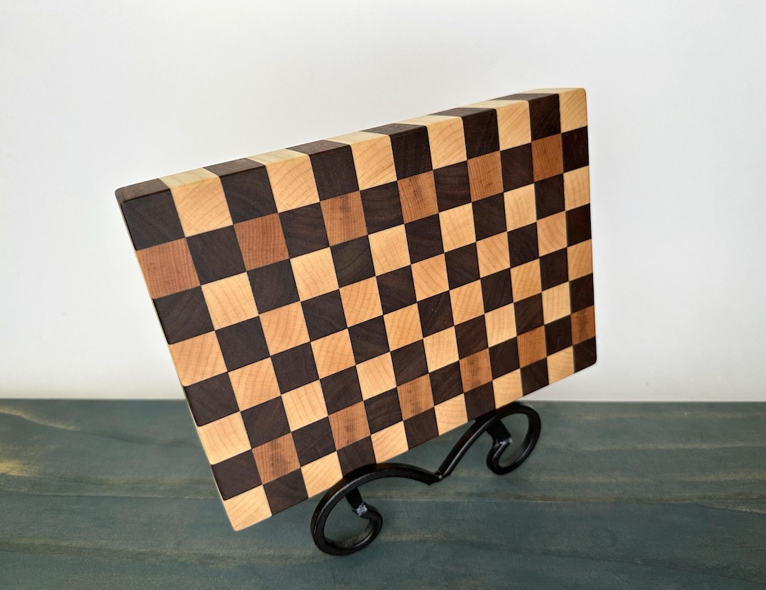 Handmade Checkerboard End Grain Cutting Board Maple Walnut Butcher