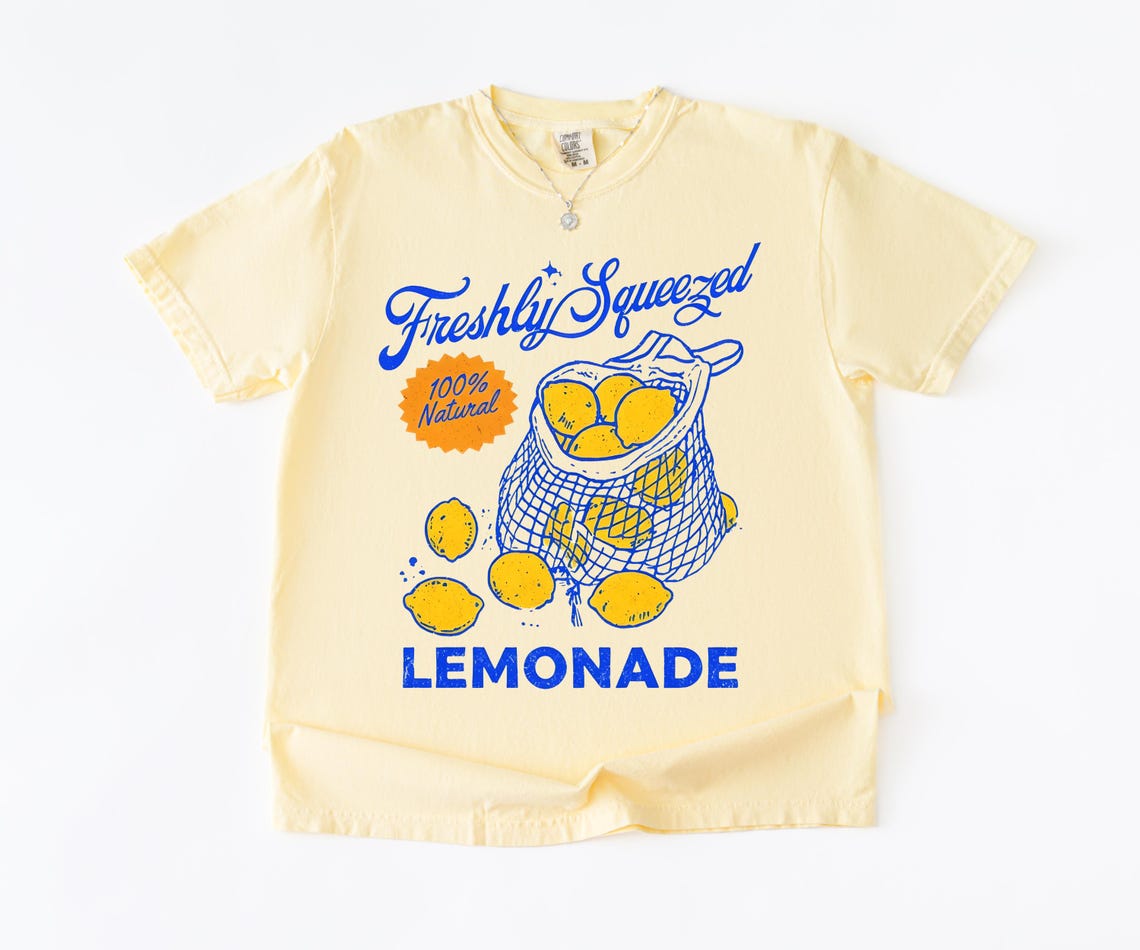 Freshly Squeezed Lemonade T-shirt, Fun Summer Tee, Citrus Print Shirt ...