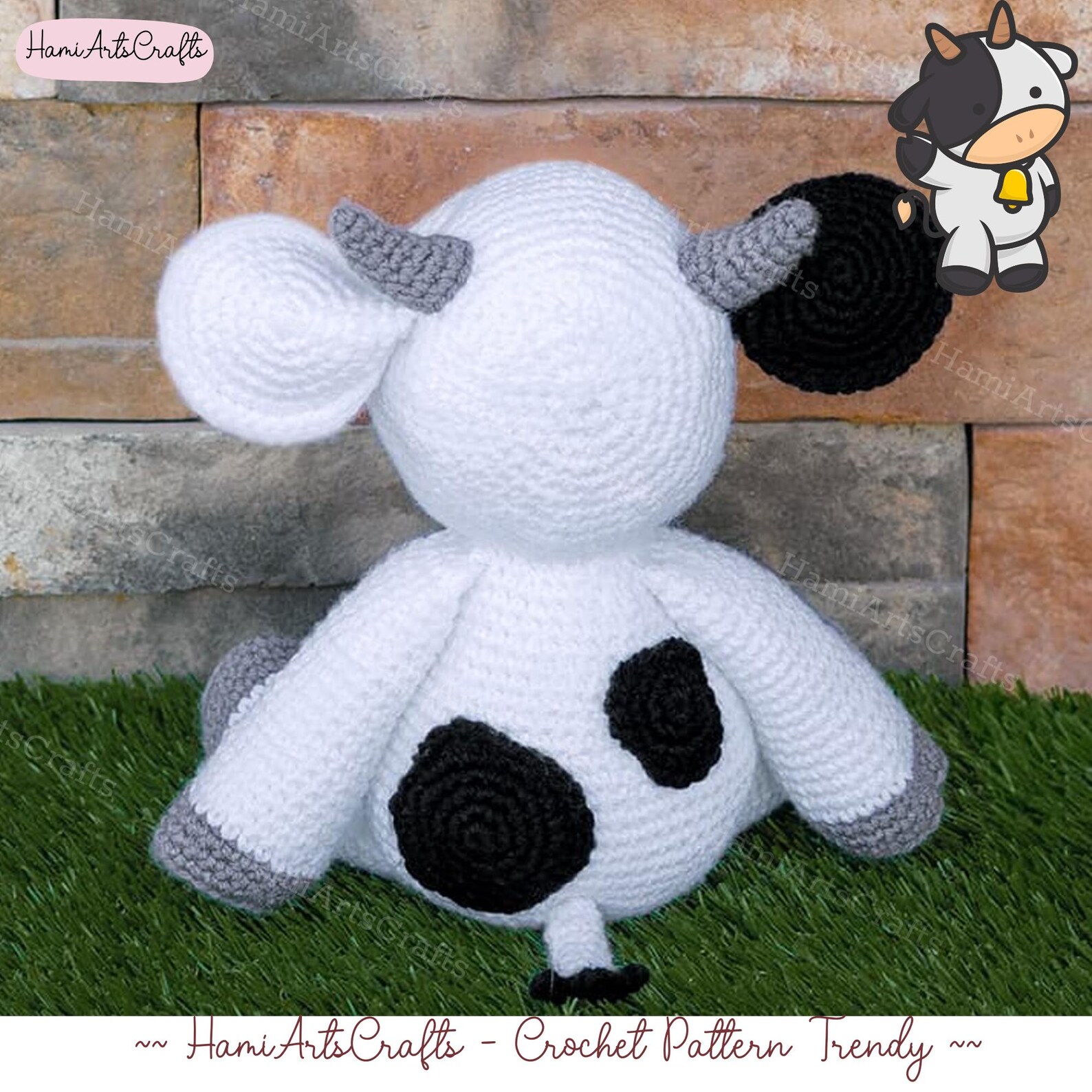 Milk Cow Plush Crochet Pattern | Milk Cow Pattern | Baby Cow Amigurumi ...
