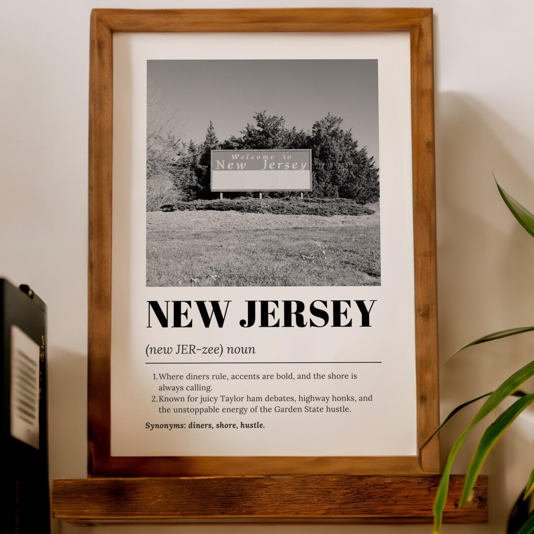 New Jersey State Definition Wall Art: Modern Rustic Farmhouse Printable ...