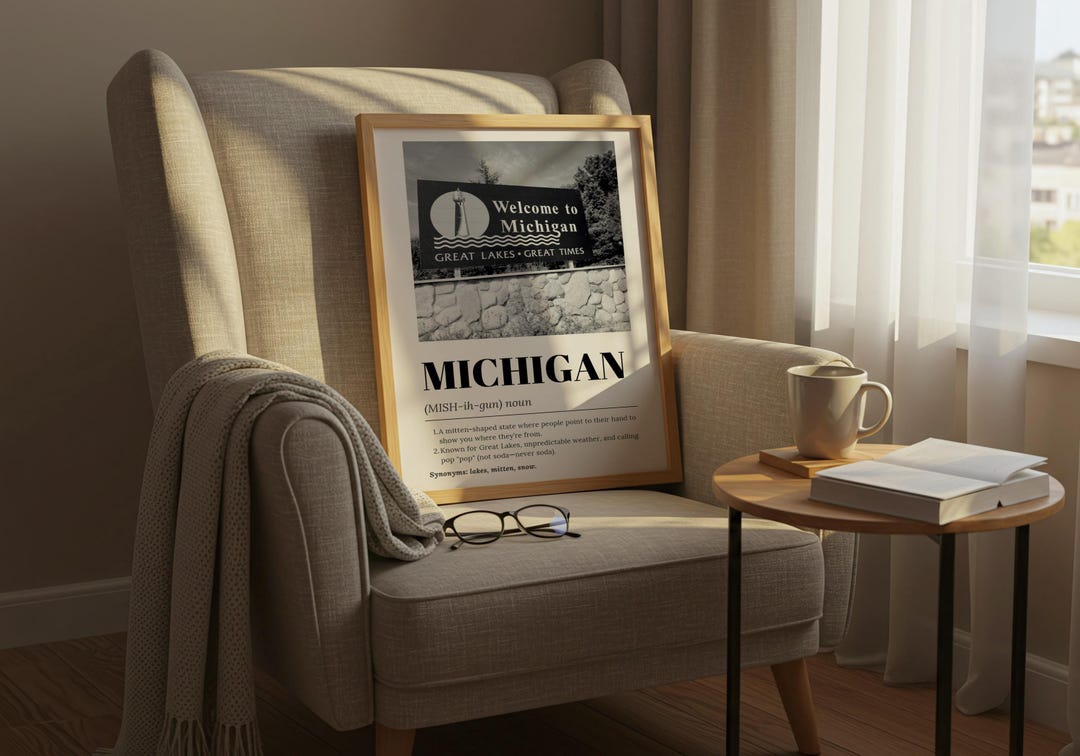 Michigan Wall Art Printable Midwest Home Wall Decor Michigan Print ...