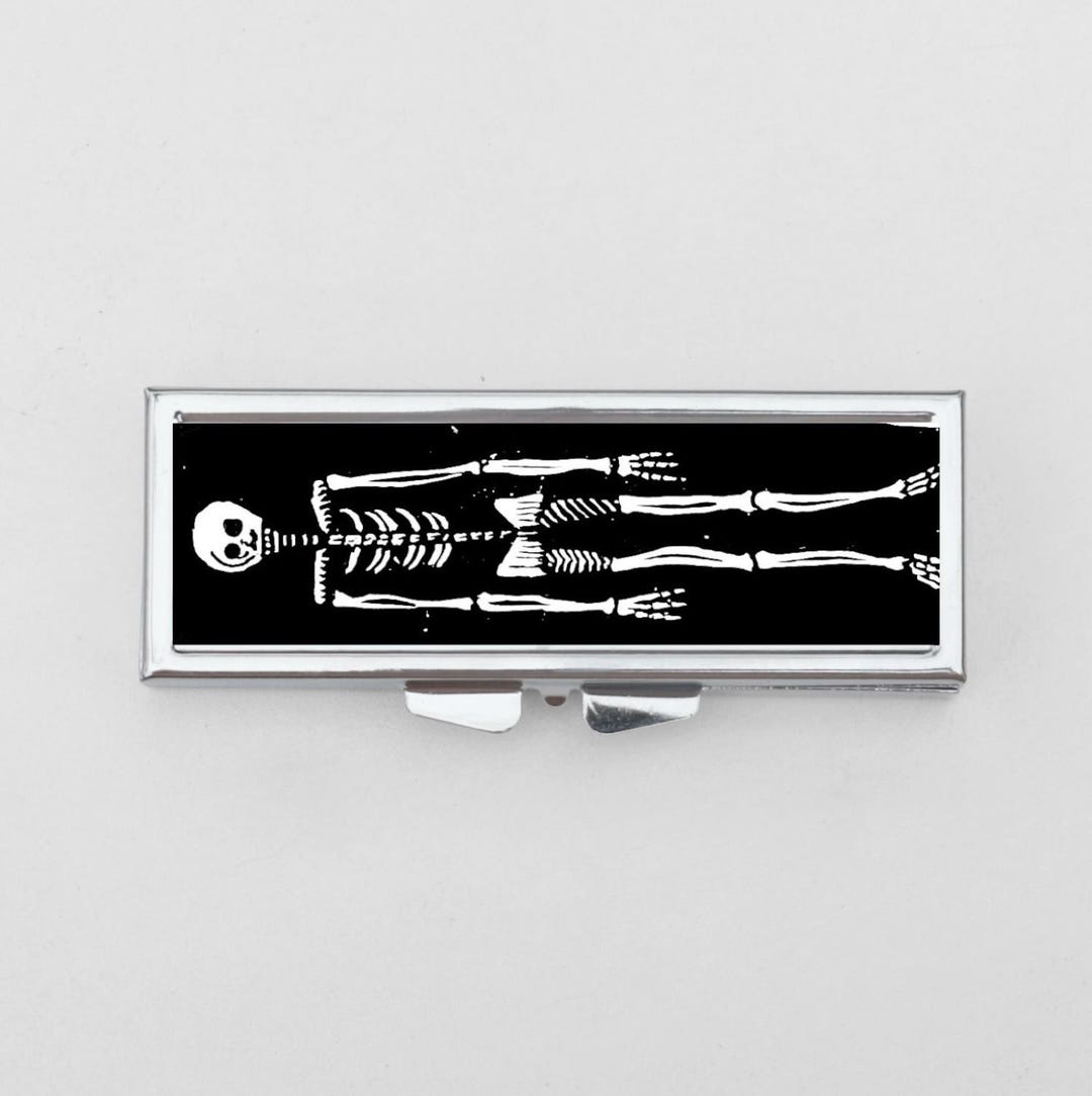 Skeleton Rectangle Pill Box - Floral Pill Case, Floral Pill Box, Pill ...