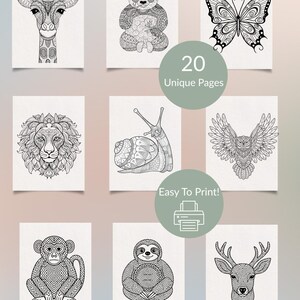 Printable Animal Mandala Coloring Pages – Digital Download, Mindfulness ...
