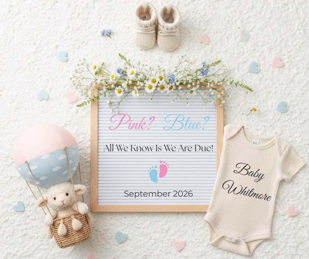 Gender Neutral Pregnancy Announcement | Editable Canva Template ...