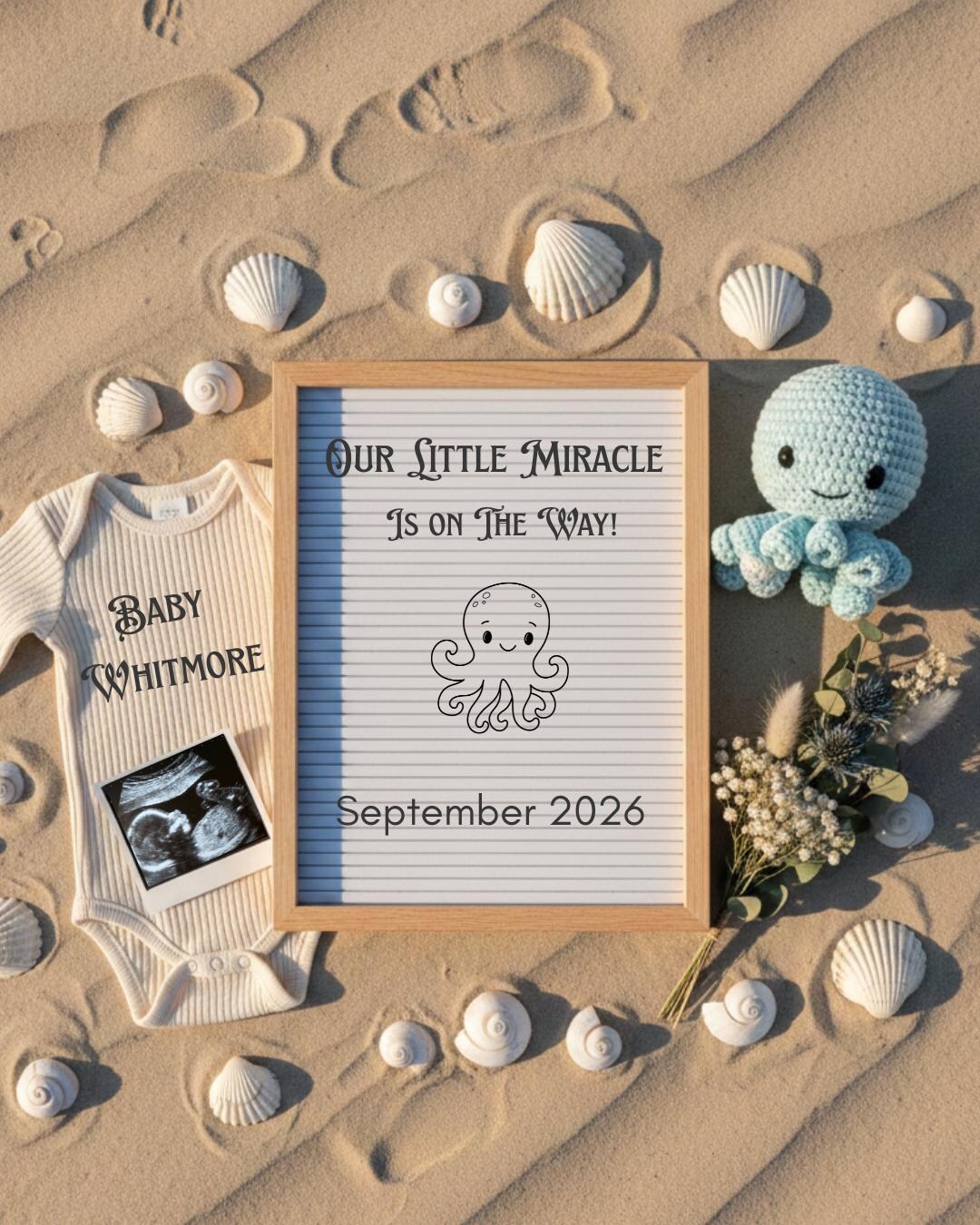 Octopus Pregnancy Announcement, Sea Theme Baby Reveal, Gender Neutral ...