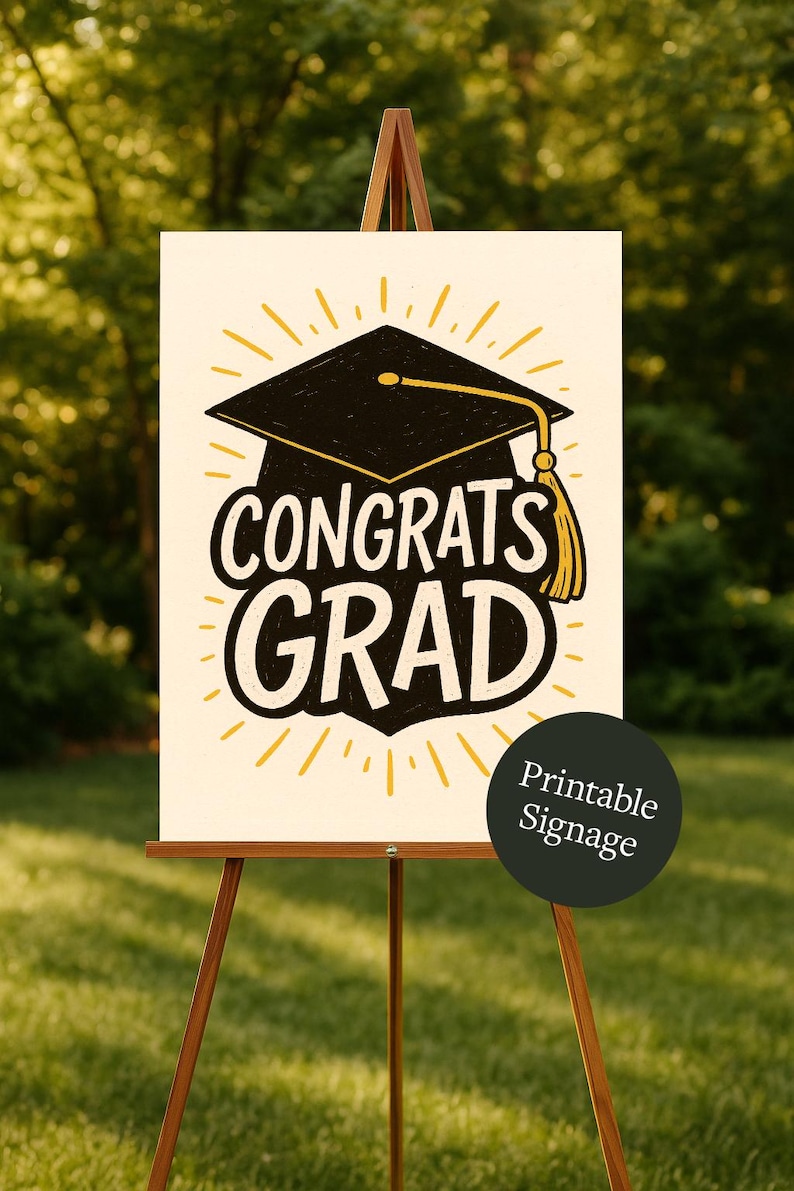 Printable Grad Party Signage | Congrats Grad Welcome Sign | Digital ...