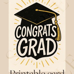 Printable Graduation Card | Congrats Grad Cap | Digital Download ...