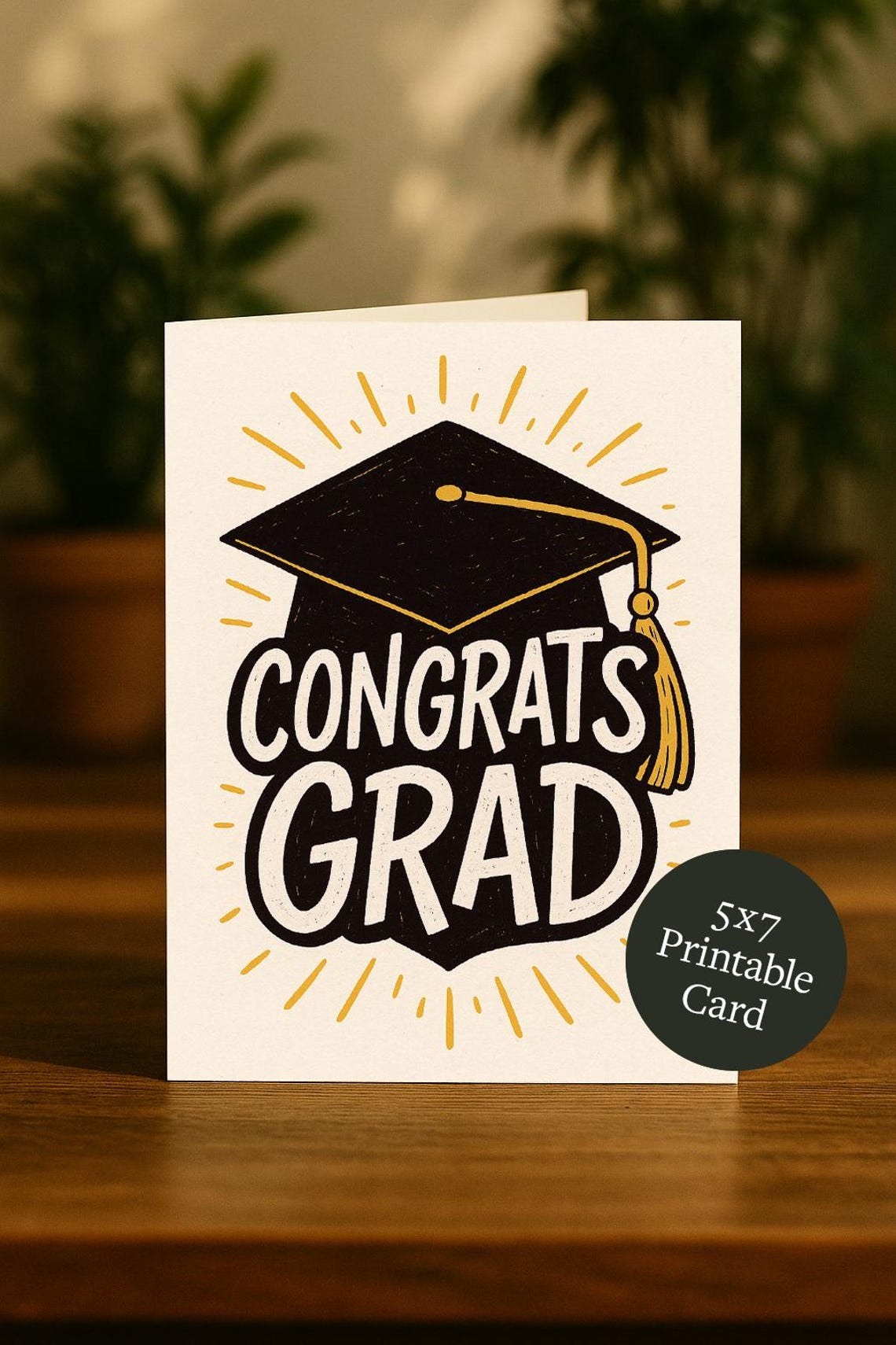 Printable Graduation Card | Congrats Grad Cap | Digital Download ...