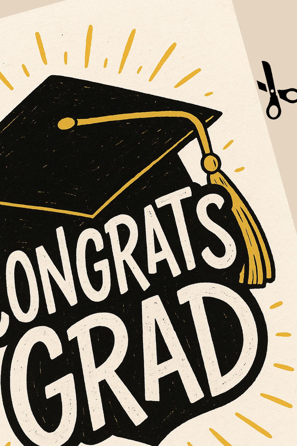 Printable Graduation Card | Congrats Grad Cap | Digital Download ...