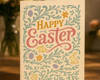 8.5x11 Easter Card Printable | Happy Easter Digital Download | - Etsy