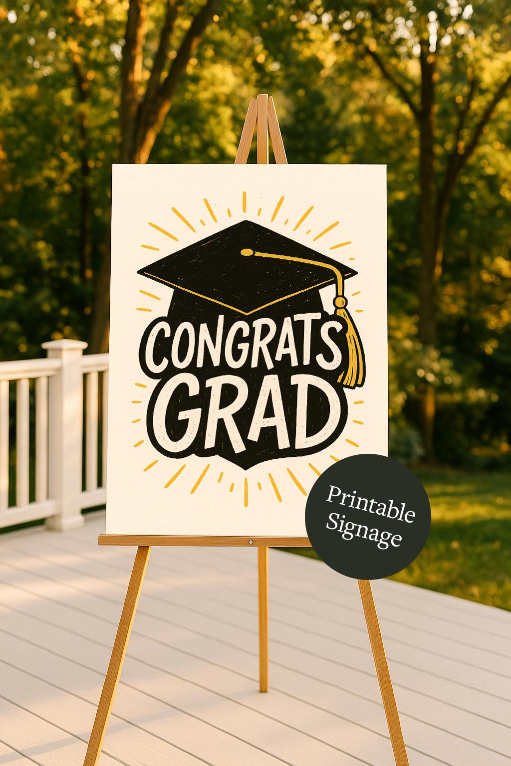 Printable Grad Party Signage | Congrats Grad Welcome Sign | Digital ...