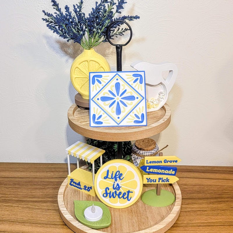 Lemon Tiered Tray Decor - Etsy