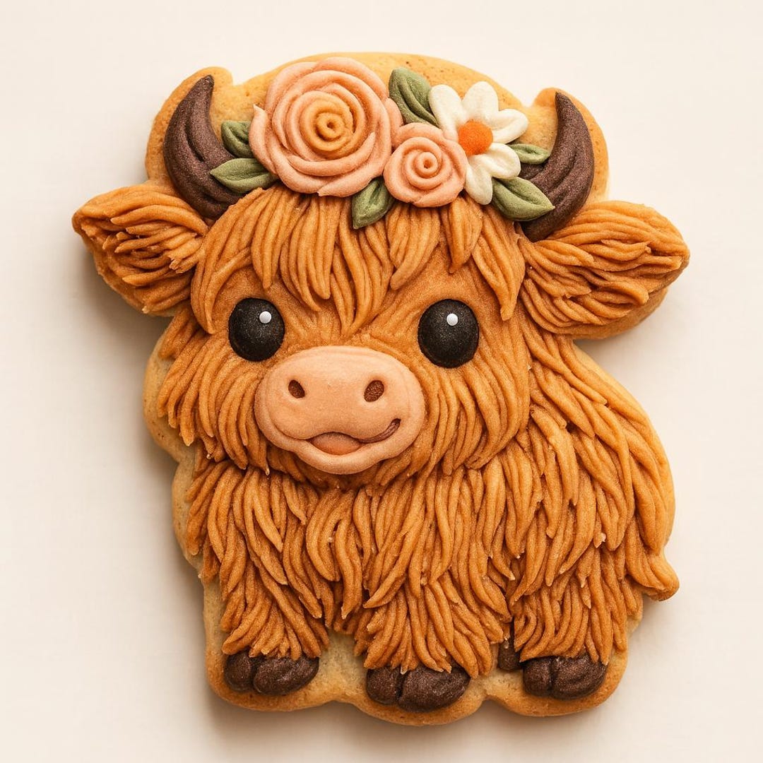 Highland Cow Outline Cookie Cutter | Flower Crown Farm Animal Sugar ...