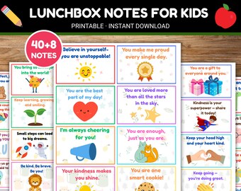 Lunch Box Notes for Kids, Printable Lunchbox Notes, Kids Positive ...
