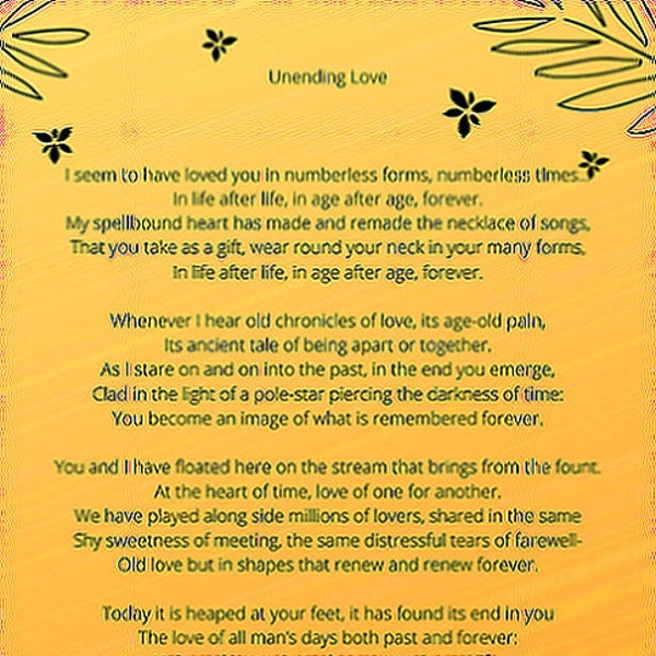 Unending Love by Rabindranath Tagore - Etsy