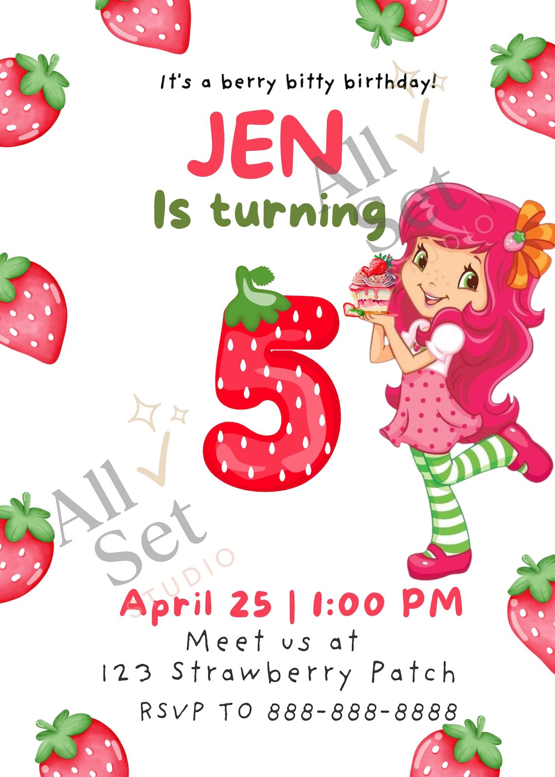 Strawberry Shortcake Party Invitation - Etsy