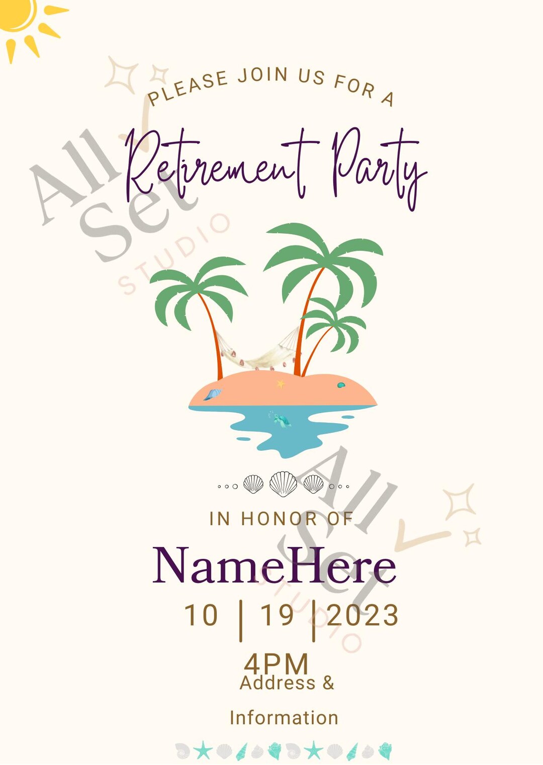 Beachy Retirement Invitation - Etsy