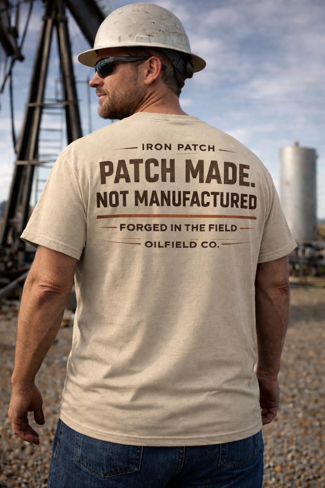 Patch Made Not Manufactured Shirt – Oilfield Workwear Tee – Iron Patch ...