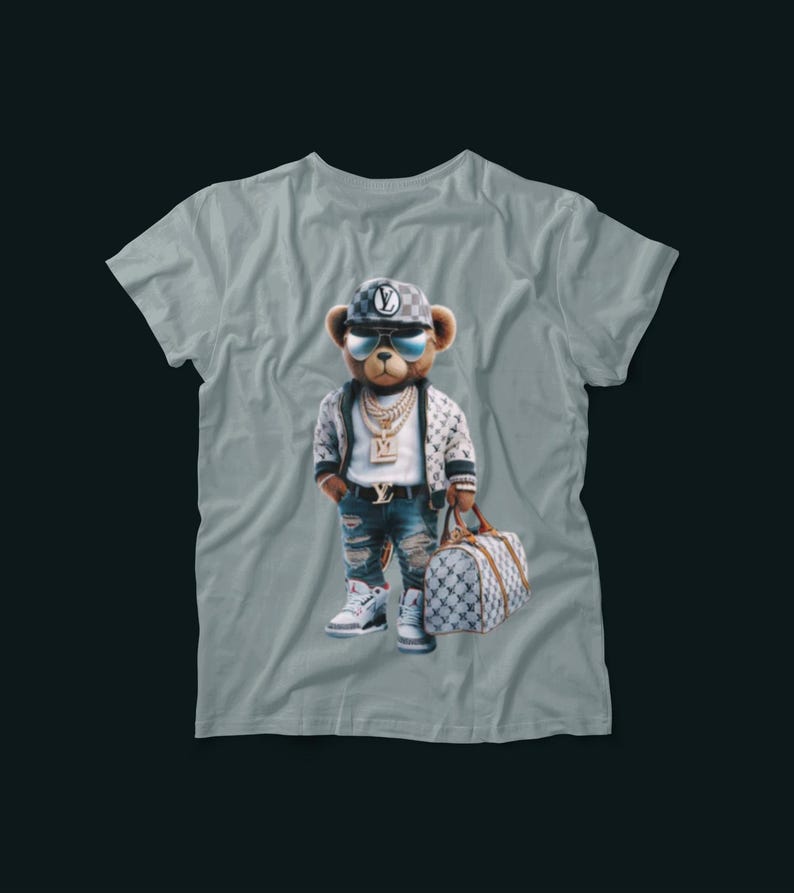 Luxury Bear Streetwear Tee: Dripped Out Cartoon Graphic T-shirt - Etsy