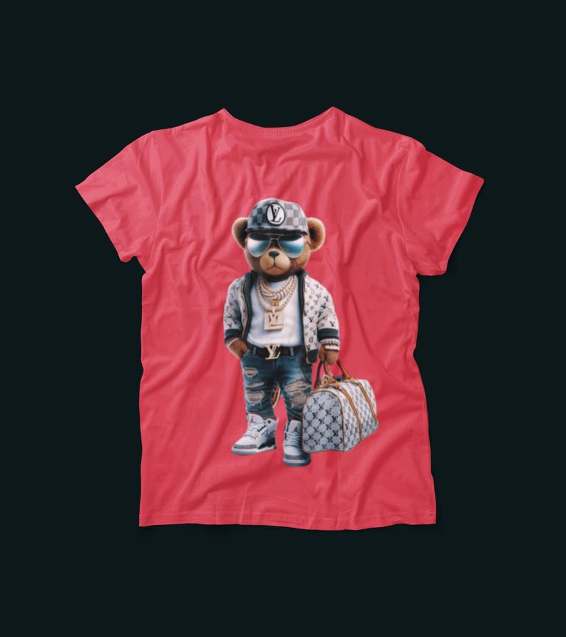 Luxury Bear Streetwear Tee: Dripped Out Cartoon Graphic T-shirt - Etsy