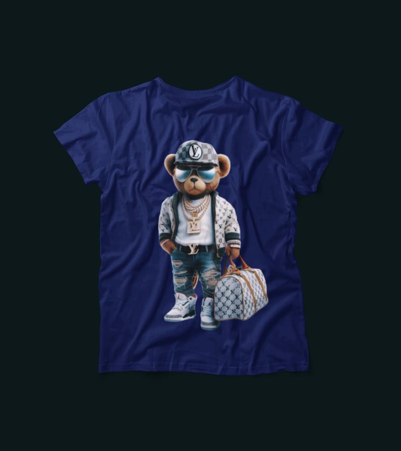 Luxury Bear Streetwear Tee: Dripped Out Cartoon Graphic T-shirt - Etsy