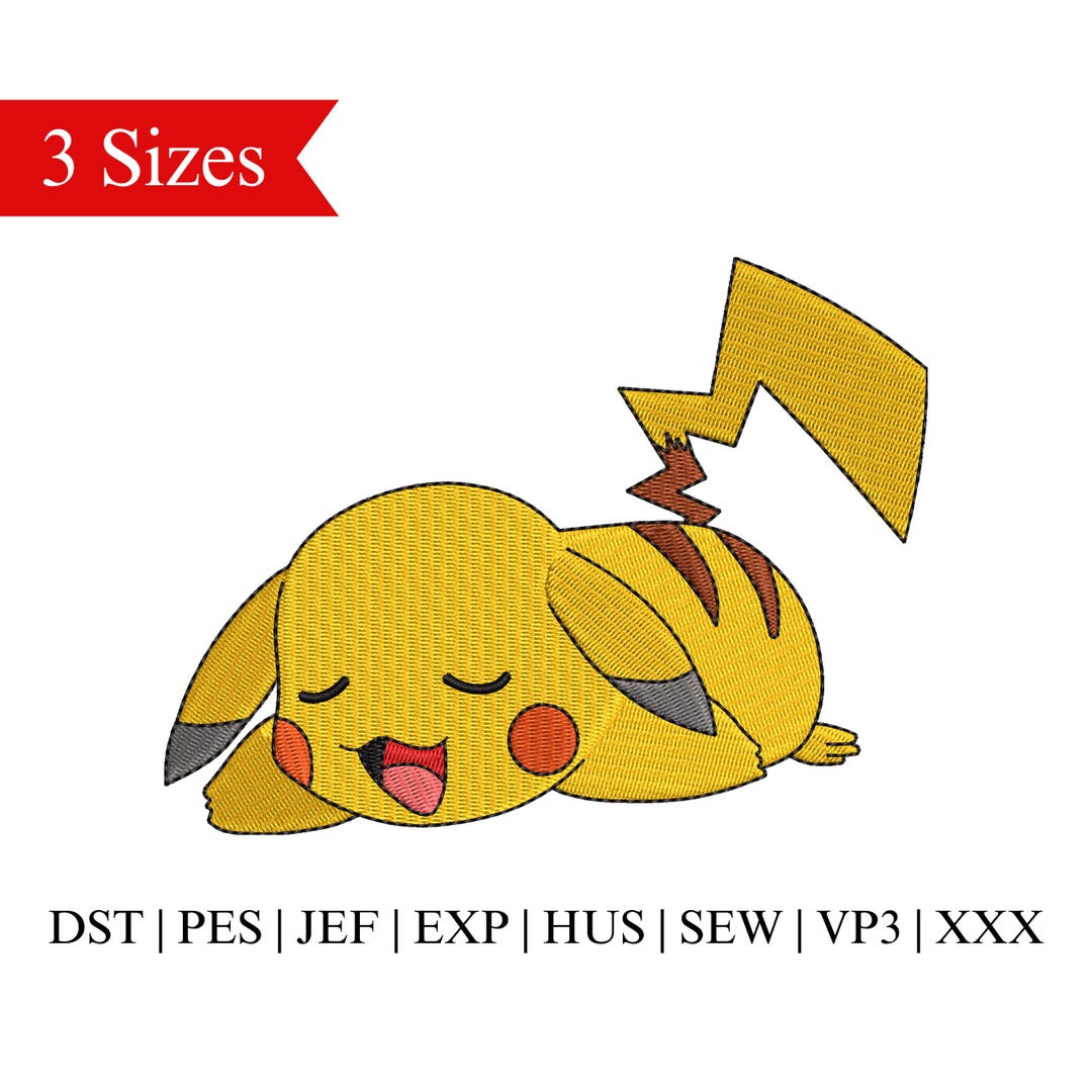 Pikachu Embroidery Design, Pokemon Embroidery File, Anime Embroidery ...