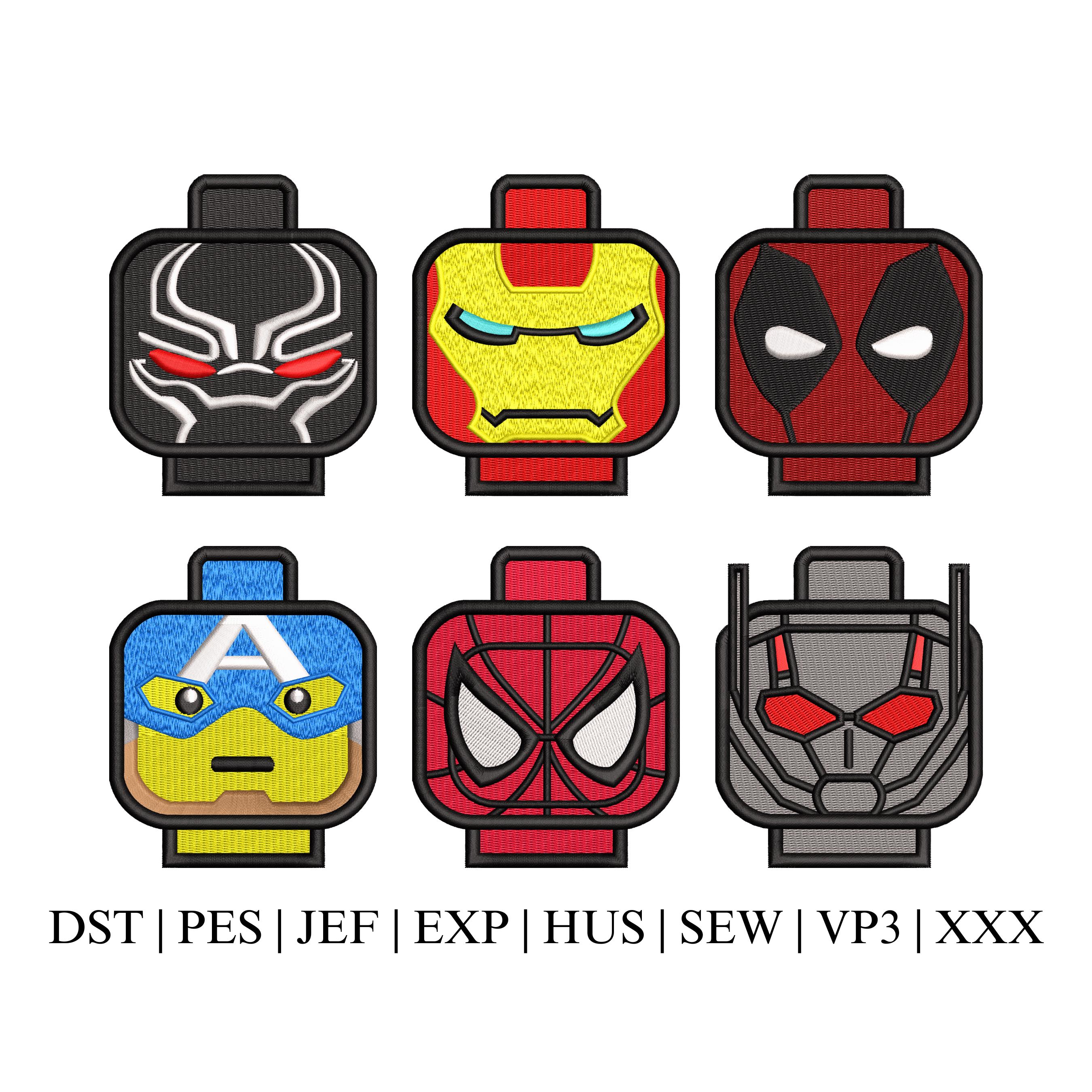 Bricks Superhero Embroidery Design, Heroes Embroidery Designs, Marvel ...