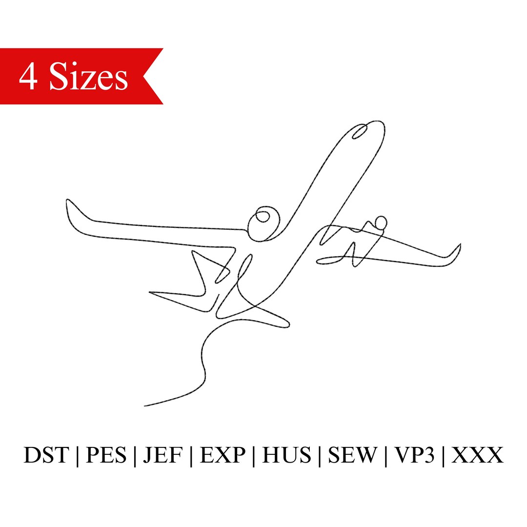 Airplane Run Stitch Embroidery Design: Pilot Embroidery (4 Sizes ...