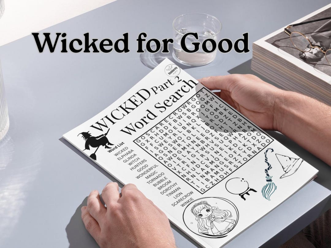 Wicked Word Search 2, Wicked Party Game, Elphaba and Glinda Word Puzzle ...