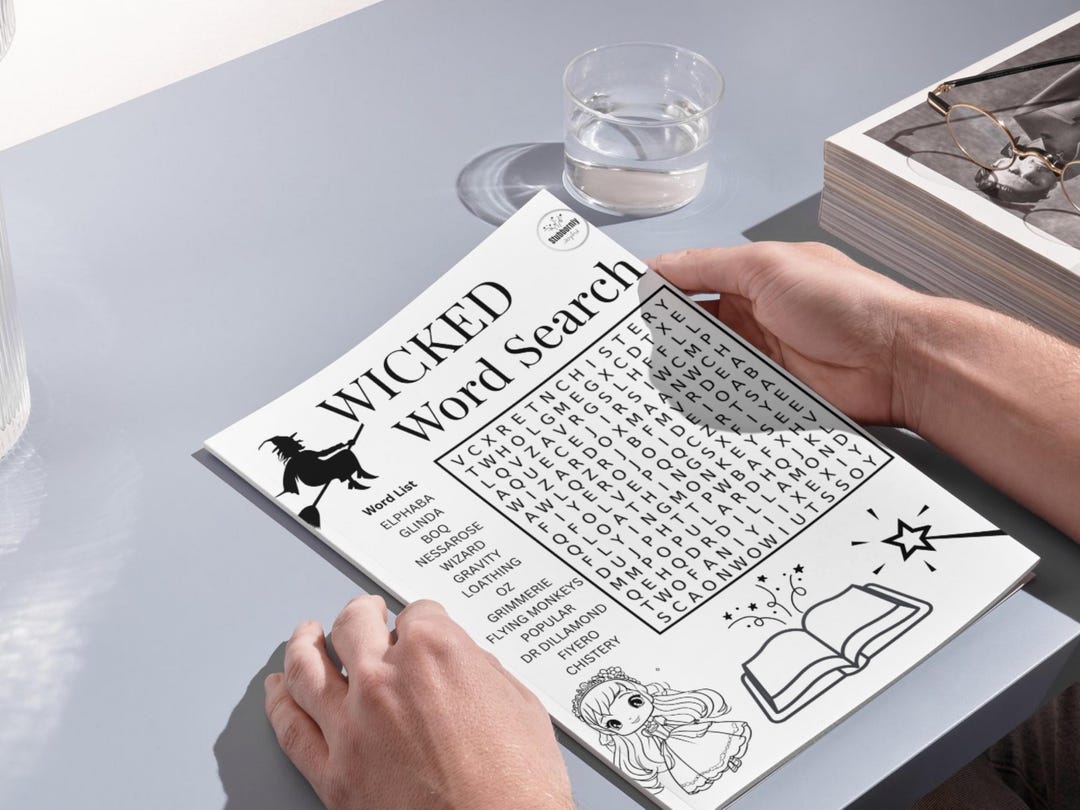 Wicked Word Search | Wicked Party Game | Elphaba and Glinda Word Puzzle ...