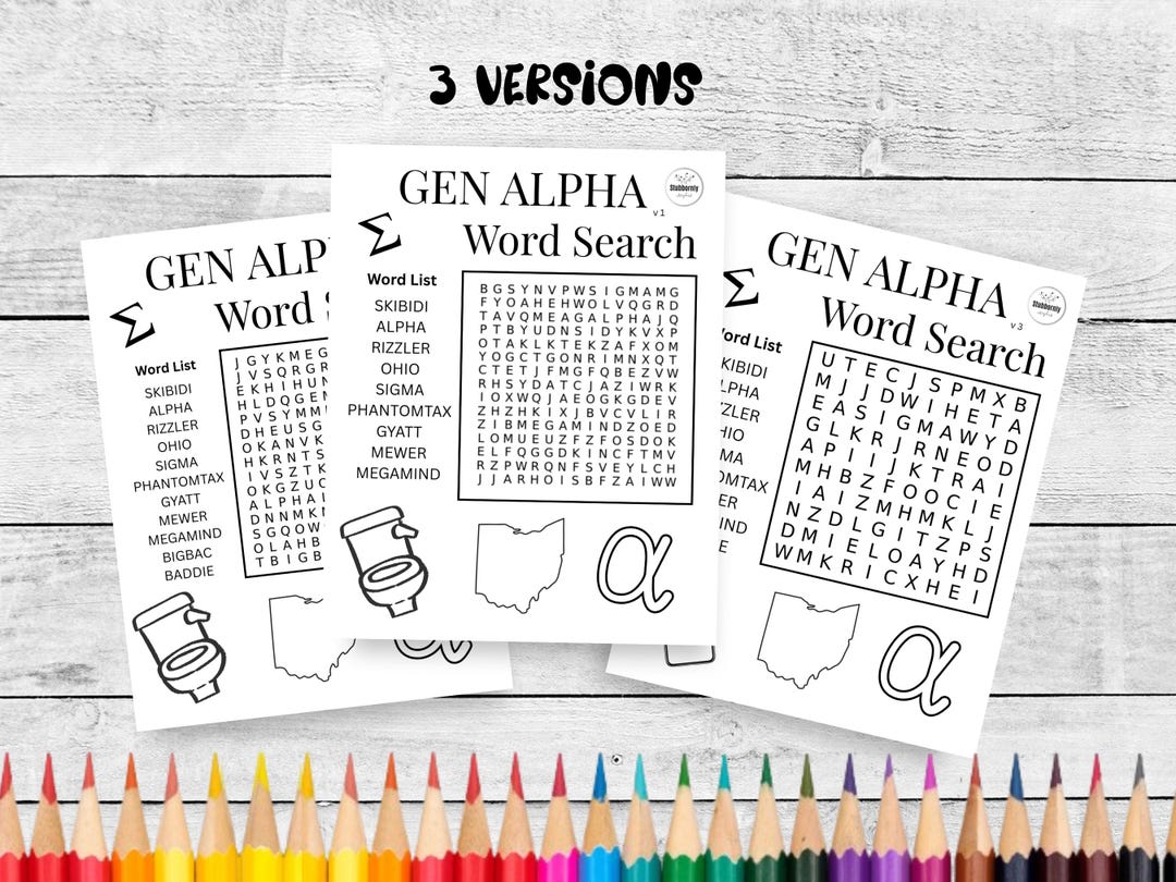Gen Alpha Word Search | Sigma | Gen A | Funny Word Search for 3rd, 4th ...
