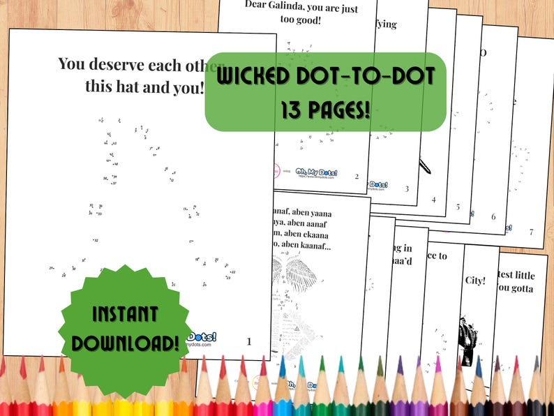 Wicked Dot to Dot, Wicked Movie Part 1 Printable Activity, Wicked Party ...