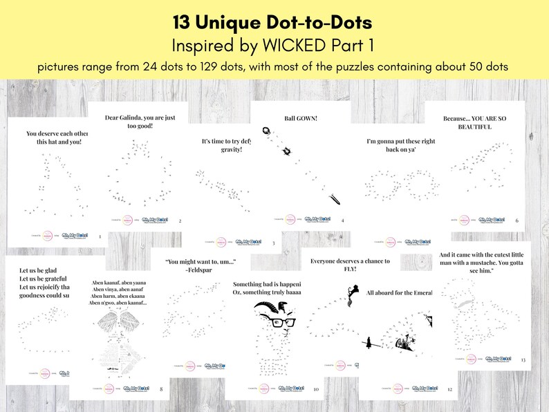 Wicked Dot to Dot, Wicked Movie Part 1 Printable Activity, Wicked Party ...