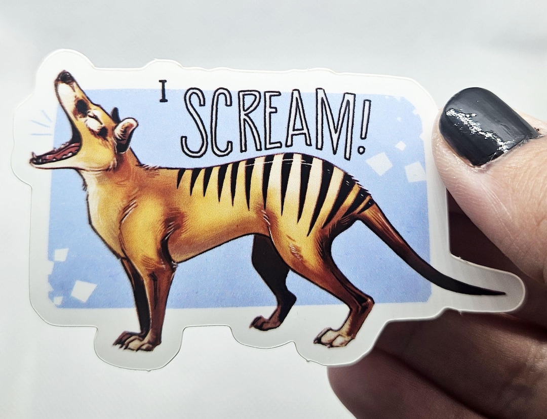 I Scream! Funny Tasmanian Tiger Thylacine Sticker Decal - Etsy