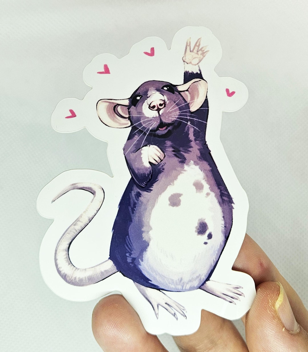 Friendly Waving Rat With Hearts Sticker - Etsy