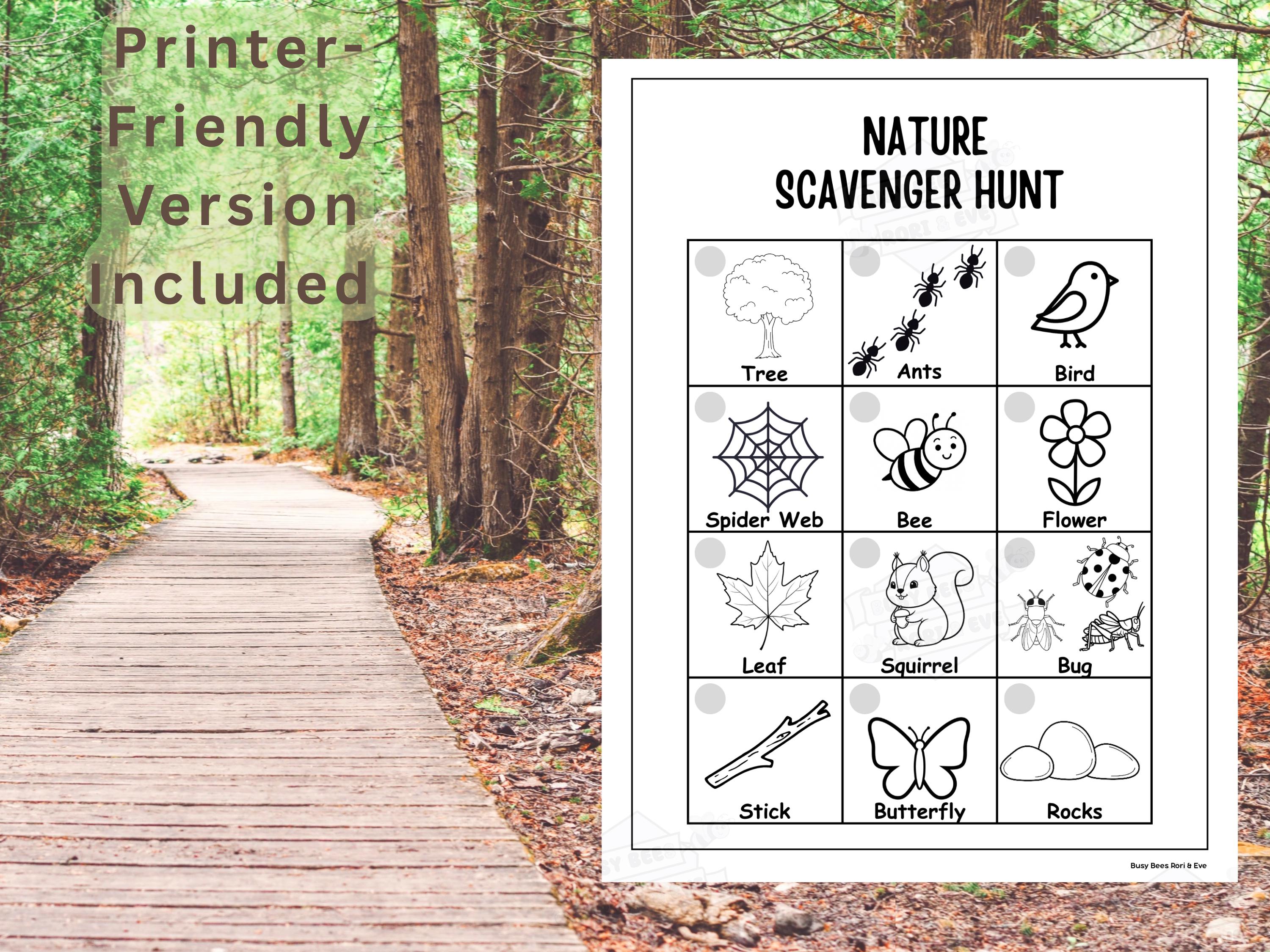 Nature Scavenger Hunt Printable | Outdoor Treasure Hunt for Kids ...