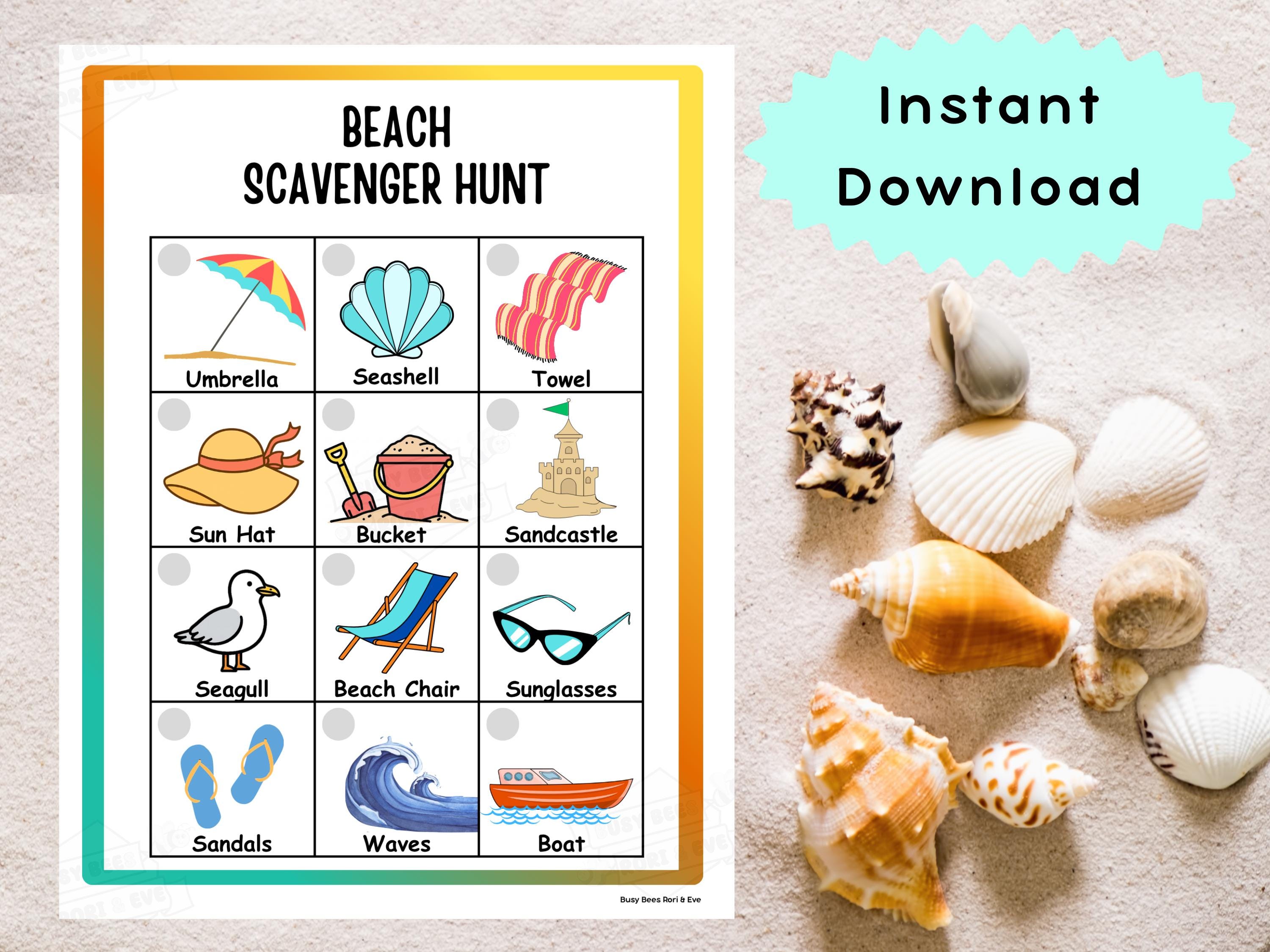 Beach Scavenger Hunt Printable | Beach Day Search and Find Game | 8 ...
