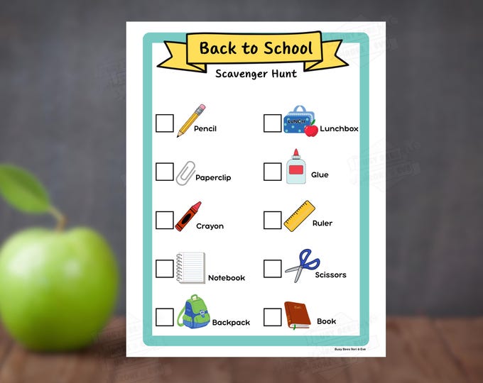 Back to School Printable Scavenger Hunt for Kids Ages 7-10 | First Day ...