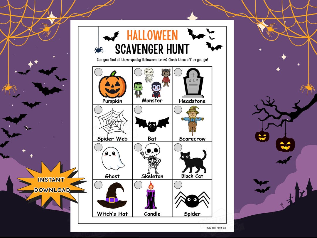Halloween Scavenger Hunt Printable | Kids Party Game, Classroom ...