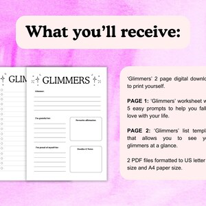 Printable Daily Glimmers Worksheet | Self Care Gratitude Journal ...