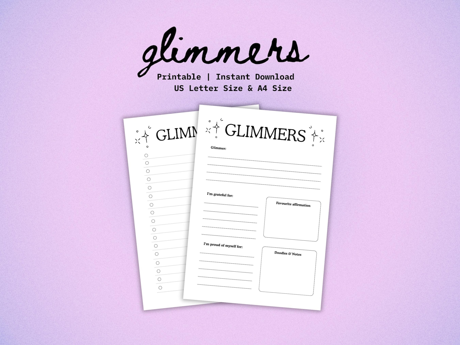 Printable Daily Glimmers Worksheet | Self Care Gratitude Journal ...