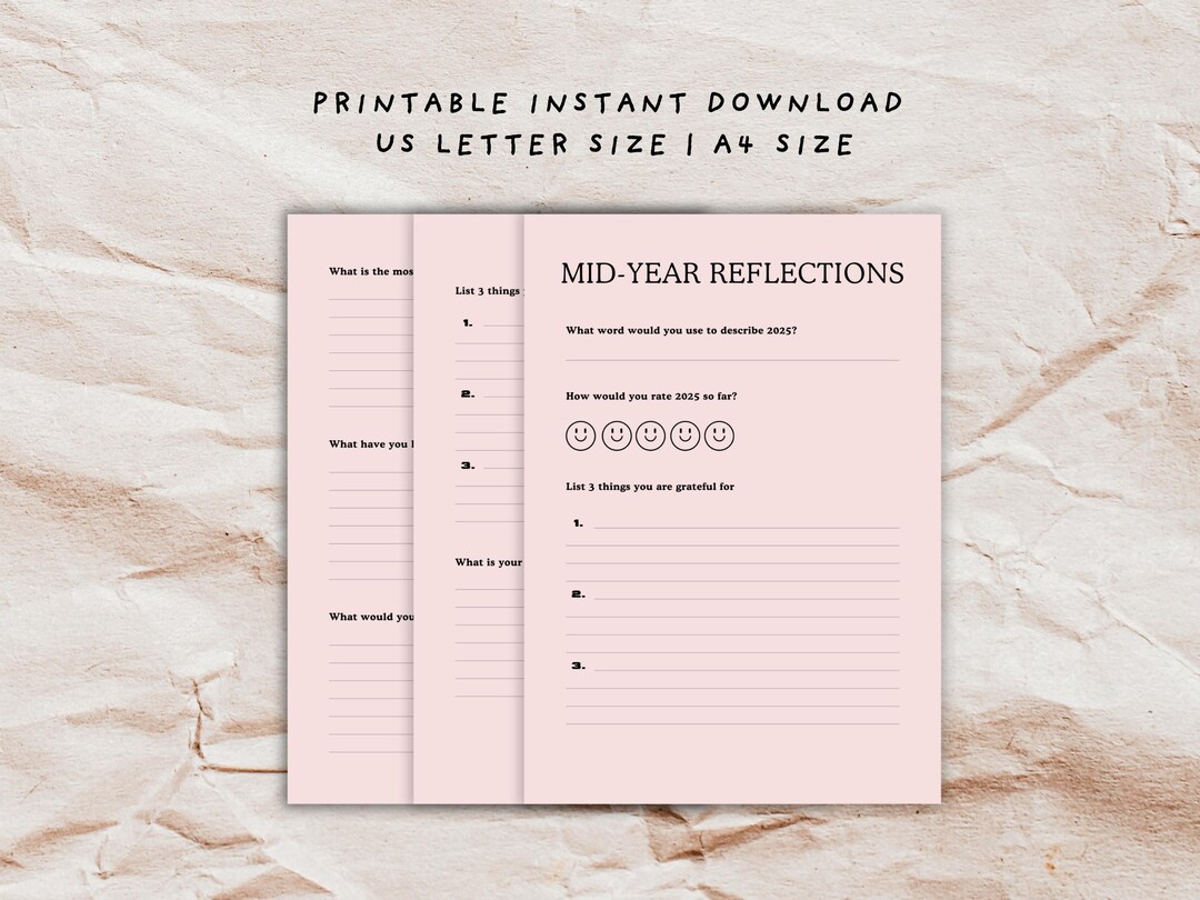 Printable Mid-year Reflections | Mid-year Review | Mid-year Check in ...