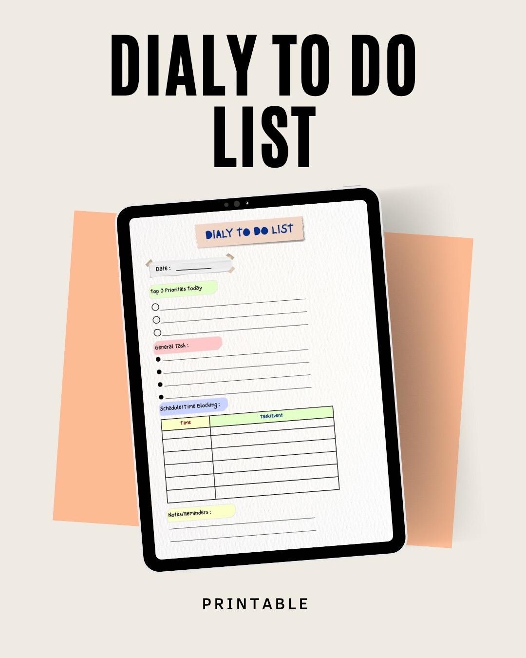 Aesthetic Printable Daily to Do List Template With Time Blocking ...